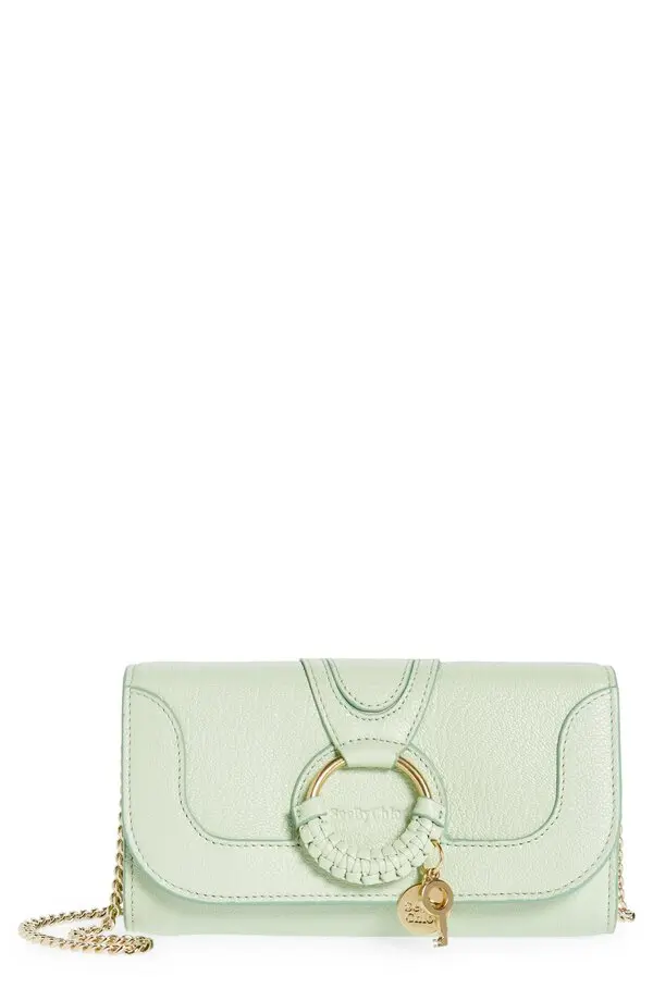 Buy See By Chloé Hana Large Leather Wallet On Chain - Pastel Green
